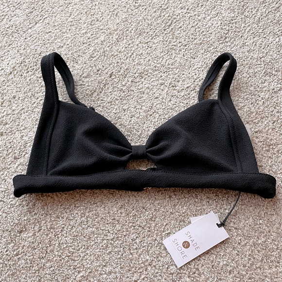 Shade & Shore | Swim | Black Textured Knot Front Tie Bralette Style ...